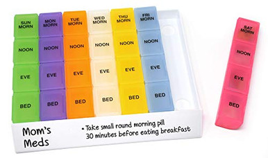 MedWrite Jumbo 4 Time a Day Pill Organizer with Removable Daily Pill ...