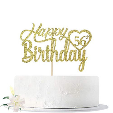 Gold Glitter Happy 56th Birthday Cake Topper Hello 56 Cheers to 56 ...