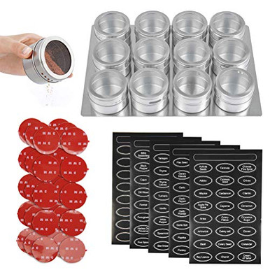 FOCCTS Magnetic Spice Tins 12 Magnetic Spice Jars Containers with ...