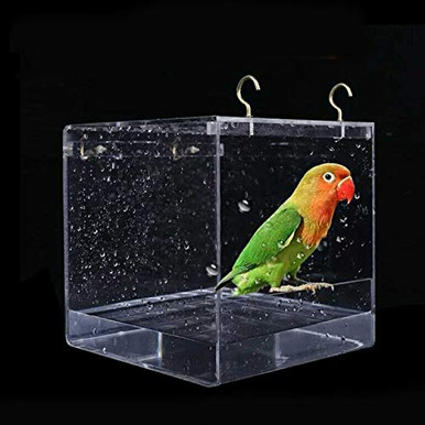 Suremita Hanging Bird Bath Cube Bird Bathtub Bath Shower Box Bowl Cage ...