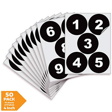 Black Vinyl Consecutive Number Stickers 1 to 50 4 inch Self Adhesive ...