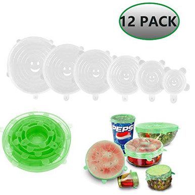 Silicone Stretch Lids 12 Pack, Reusable Food Storage Covers Expandable ...