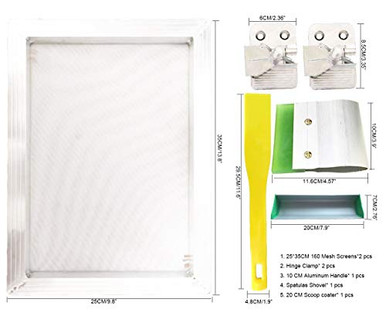 Screen Printing Kits 160 Mesh Printing Screens Hinge Clamps Coater ...