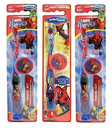 Spider Man Children s Tooth Brush Pack of 3 With Cap and Suction ...