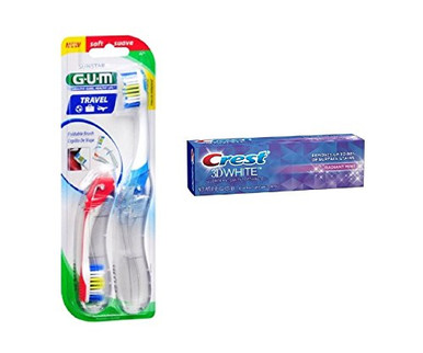 Travel Folding Soft Toothbrush 2 Pack and Crest Travel 3D White ...
