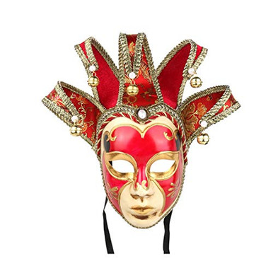 YU FENG Hand Painted Full Face Jester Jolly Joker Venetian Masquerade ...