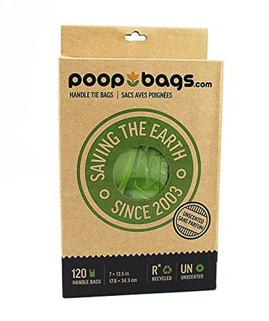 The Original Poop Bags 120Count USDA Certified Biobased Handle Tie Poop ...