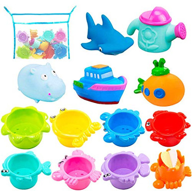 INNOCHEER Bath Toys and Stacking Cups for Toddlers with Quick Dry ...