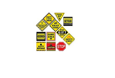 12 PCS Traffic Signs Stickers Cutouts 8 Construction Zone Birthday ...
