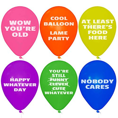 Funny Party Birthday Abusive Balloons Mean 24 Pcs Jumbo Pack Humor Fun ...