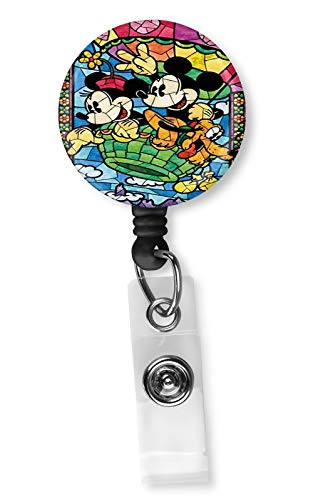 Mickey Mouse Disney Stained Glass Retractable ID Card Badge Reel with ...