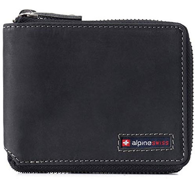 Alpine Swiss Logan Zipper Bifold Wallet For Men or Women RFID Safe ...