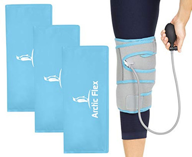 Vive Compression Knee Ice Wrap Reusable Brace with Air Pump Hot Cold ...