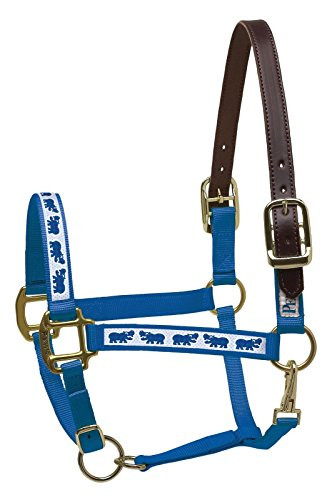 Perri s Leather Horse Royal Blue with Hippos Nylon Ribbon Safety Halter ...