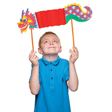 Baker Ross Dragon Color-in Puppet Kits (Pack of 5) for Kids to Decorate ...