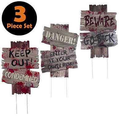 3 Piece Halloween Outdoor Decorations Yard Signs with Metal Stakes for ...