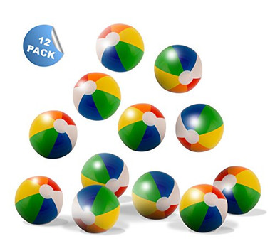 Neliblu 12" Classic Inflatable Rainbow Beach Balls - Pool Party Favors ...