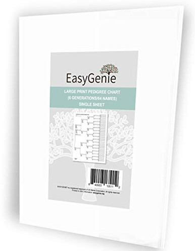 Large Print Blank Pedigree Chart 6 generations 64 Names for Ancestry ...