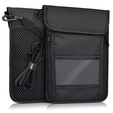 kwmobile Neck Pouch for Travelling documents Mobile Neck Bag with RFID ...