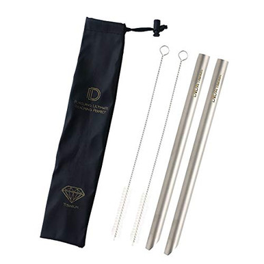 DIDA Diamond Angle Pure Titanium Straw Two Wide Boba Straw with ...