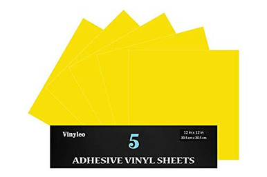 12 x 12 Glossy Yellow Permanent Adhesive Backed Vinyl Sheets 5 Pack ...