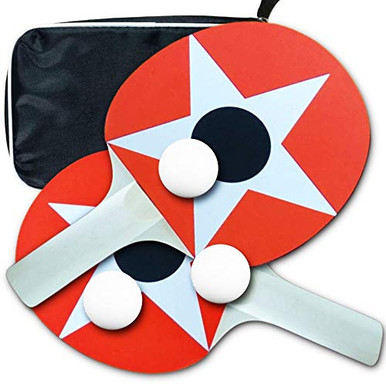 Ping Pong Paddle Set 2 Table Tennis Rackets 3 Balls and Case Soft ...