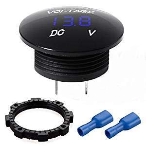 Mini DC 12V 24V Digital Voltmeter Waterproof IP68 with Round Panel Car ...