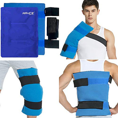 Large Gel Ice Packs for Injuries with Wrap and Elastic Straps Great for ...