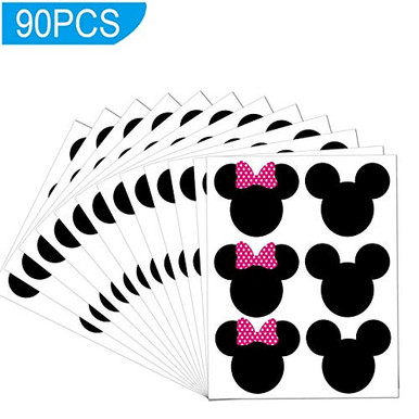 Pink Big Mickey Mouse Head Stickers Chalkboard Labels 2 97 inches x 2 5 ...