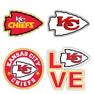 Kansas City Chiefs Set of 4 NFL Football Decals 5 Longer Side ...