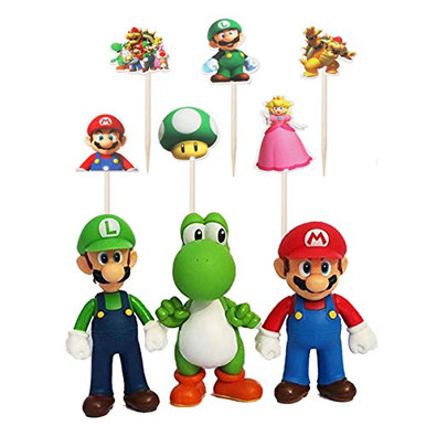3 Super Mario Bros Cake Topper Figures Toy Set 24 Cakecup Topper Kids ...