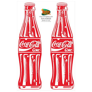 Coca-Cola 2 Bottles Red Vinyl Sticker Sheet Pop Art 2 Decals ...