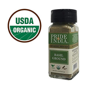Pride Of India Organic Basil Leaf Ground 1 6 oz 45 gm Dual Sifter Jar ...