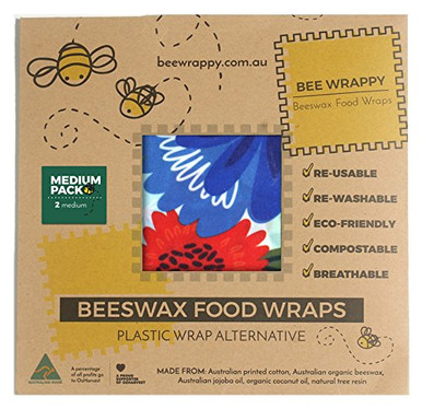 Beeswax Food Wraps 2 Medium Pack by Bee Wrappy Tested to FDA Standards ...