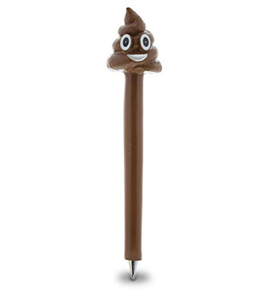 Puzzled Planet Pens Resin Poop Face Emoji, 6 Inch Premium Black Ink ...