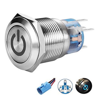 Quentacy 19mm 3 4 Latching Push Button Switch 12V DC 5A 250V AC LED ...