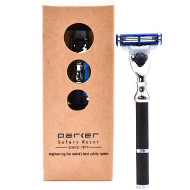 Black Metal Triple Blade Razor from Parker Safety Razor Accepts Mach 3 ...