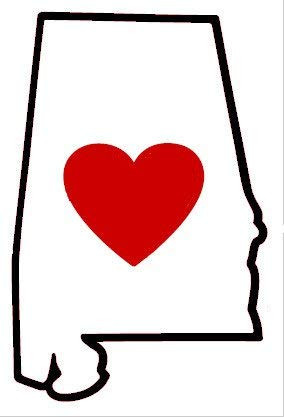 Heart in Alabama Sticker AL state shaped label Apply to mug phone ...