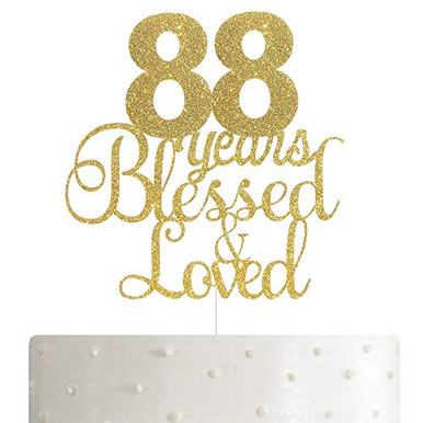 ALPHA K 88th Birthday Anniversary Cake Topper 88 Years Blessed Loved ...