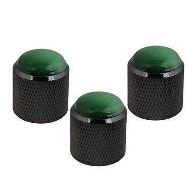 Mxfans 3pcs Black Dome Electric Guitar Volume Tone Control Knobs Green ...