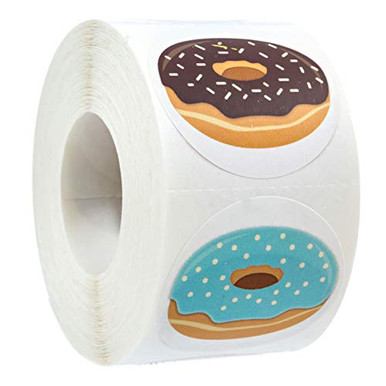 Stylish Donut Stickers / 500 Stickers per roll / 8 Delicious Designs ...