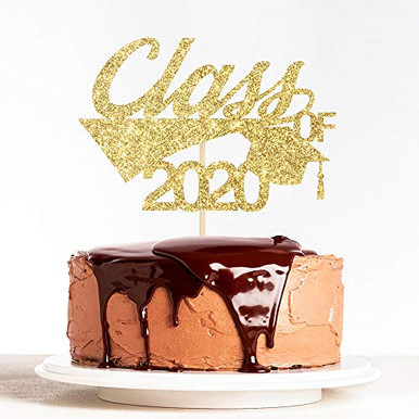 Gold Glitter Cap Class of 2020 Cake Topper for Congrats Grad 2020 ...