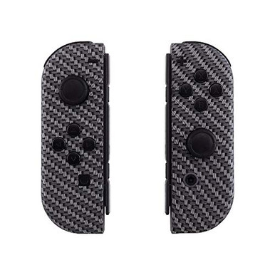 eXtremeRate Soft Touch Grip Black Silver Carbon Fiber Joycon Handheld ...