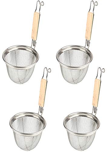 Lawei 4 pack Mesh Spider Strainer with Wooden Handle 6 inch Stainless ...
