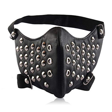 AZORA Motorcycle Skeleton Mask for Halloween Cosplay Leather Mask Half ...