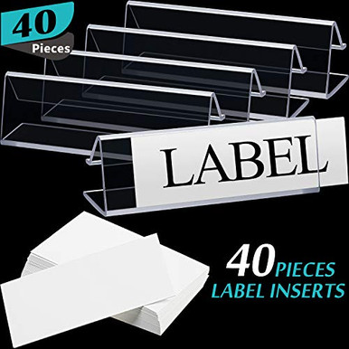 40 Pieces Plastic Label Holder Clear Wire Shelf Label Holder 3 x 7 8 ...