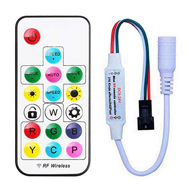 RGBZONE Mini 14 Key DC5 24V RF Remote Controller with Lock for WS2811 ...