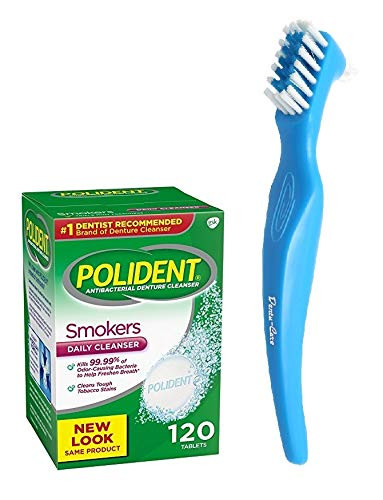Polident Smokers Denture Cleanser 120 Tablets Bundle with Dentu Care ...