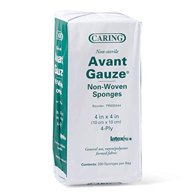 Medline PRM25444 Caring Non Woven Non Sterile Gauze Sponge 4 x 4 4 Ply ...