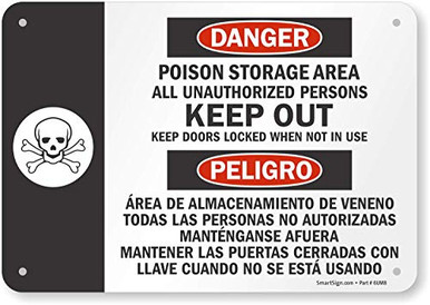 SmartSign Danger Poison Storage Area Bilingual Sign 7 x 10 Aluminum ...